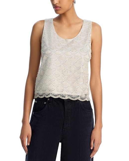 Aqua Beaded Tank in Blue | Lyst