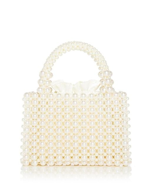 Aqua Beaded Top Handle Bag in Natural | Lyst UK