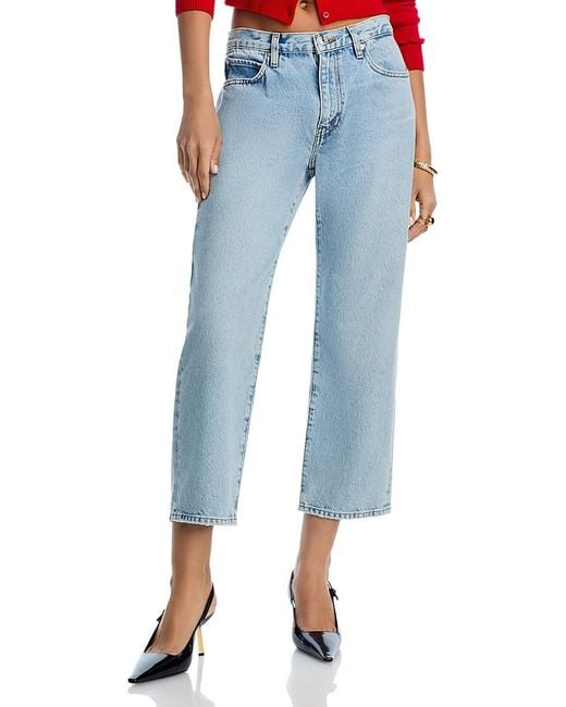 FRAME The Hang High Rise Ankle Straight Jeans in Blue | Lyst UK