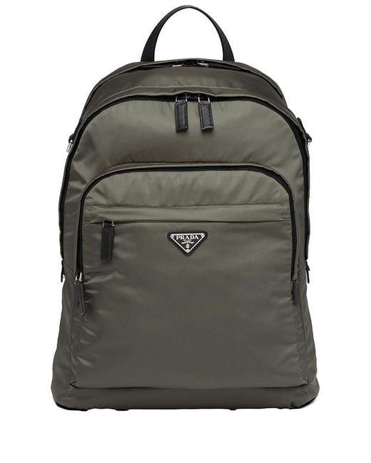 Prada Re-Nylon And Saffiano Leather Backpack in Gray for Men | Lyst