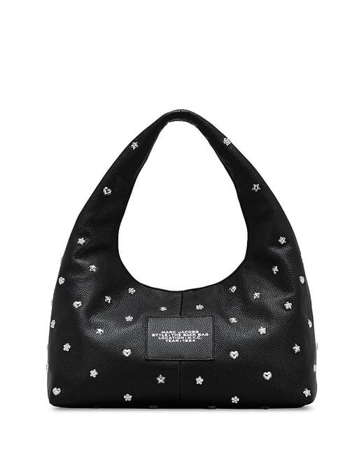 Marc Jacobs The Icon Mini Studded Leather Sack Bag in Black | Lyst