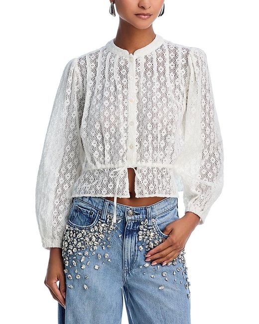 Aqua Lace Blouse in White | Lyst