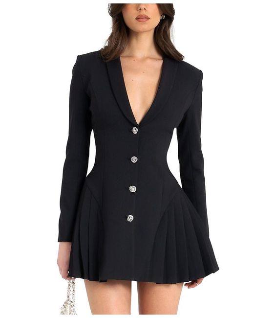 Miss Circle Ria Blazer Mini Dress With Crystal Button And Pleated ...