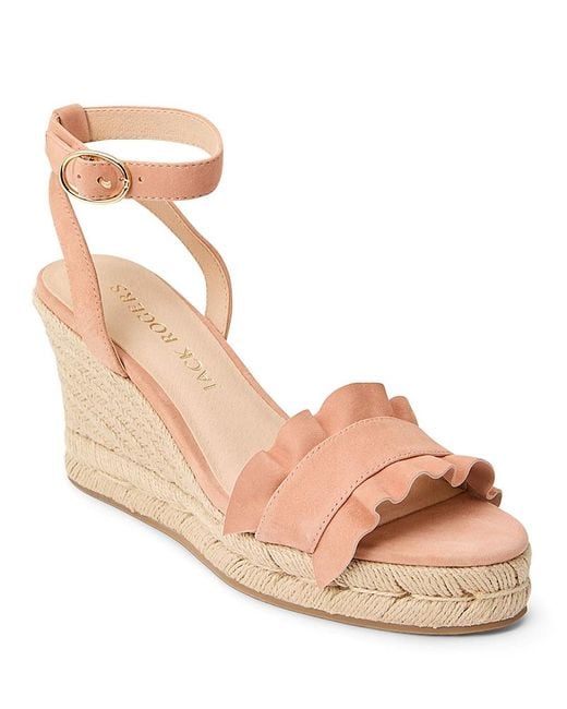 Jack Rogers Rozette Ruffle Wedge Sandals in Natural | Lyst