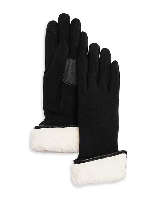 Echo Fold Down Faux Fur Cuff Tech Gloves in Black | Lyst