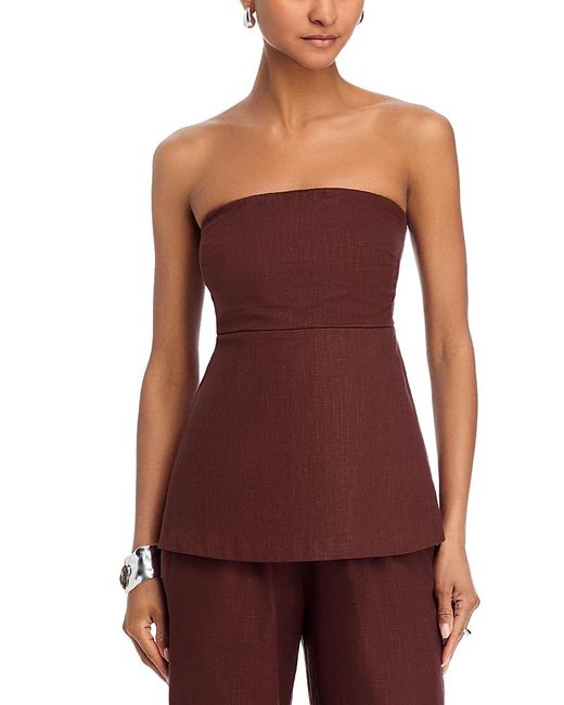 Lucy Paris Barbara Smocked Strapless Top in Purple | Lyst UK