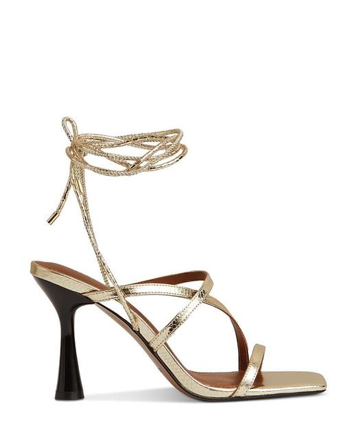 Reiss Ankle Tie Sandals in Metallic | Lyst