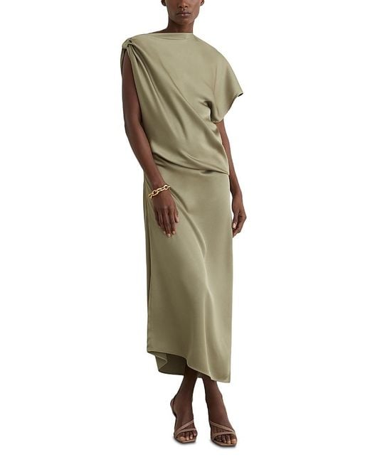 Reiss Kenzie Asymmetric Dress in Green | Lyst