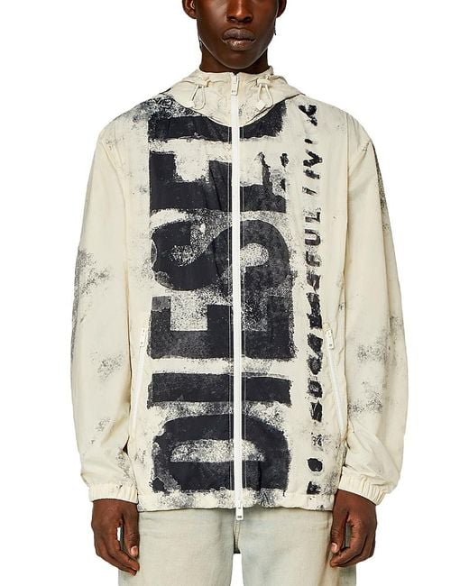 DIESEL J-Warrett Logo Windbreaker Jacket in White for Men | Lyst