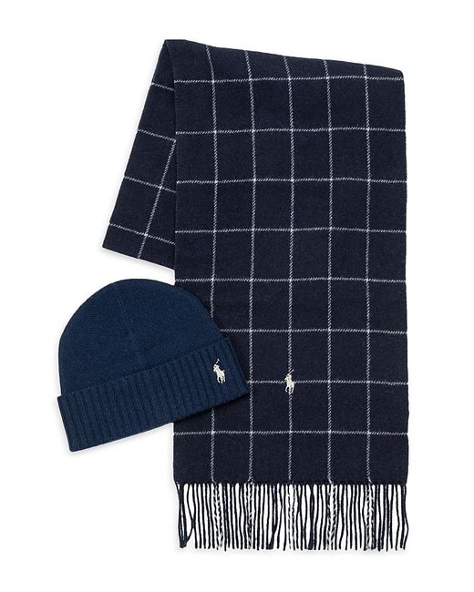 Polo Ralph Lauren Cuffed Beanie & Scarf Gift Set in Blue for Men | Lyst