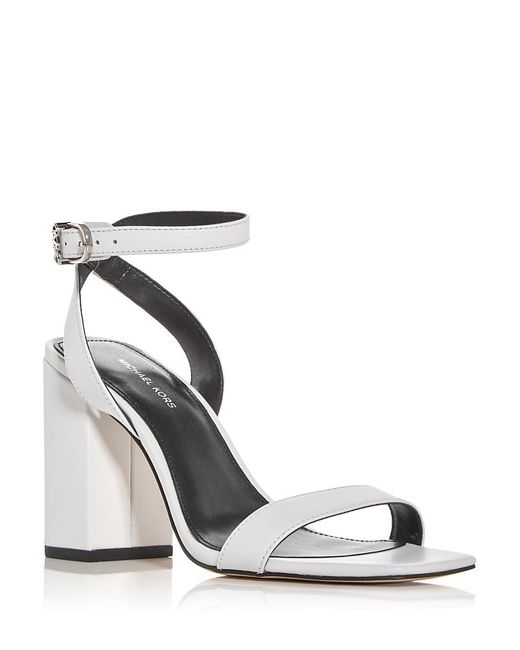 Michael Kors Merriam Block Heel Sandals in White | Lyst