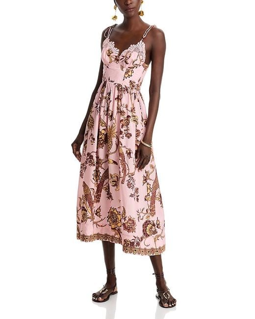 FARM Rio Tropical Landing Midi Dress in Pink | Lyst