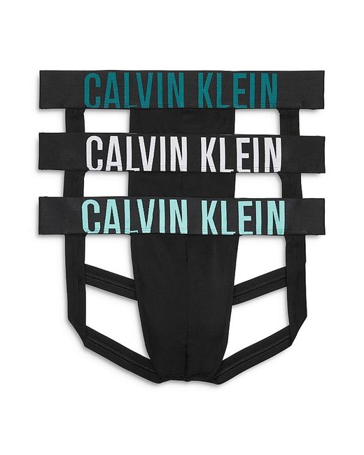 Calvin Klein Intense Power Micro Jock Strap, Pack Of 3 in Black for Men ...