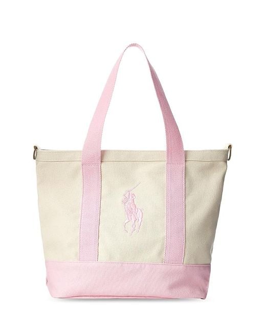 Polo Ralph Lauren Large Pony Zip Tote in Pink | Lyst