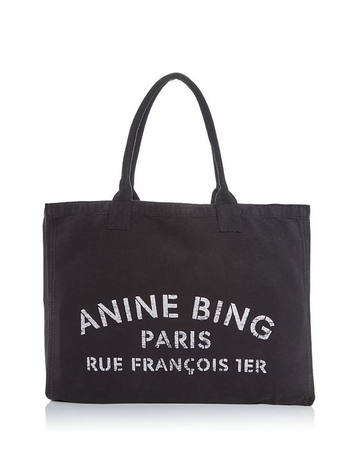 Anine Bing Leo Canvas Tote in Black | Lyst UK