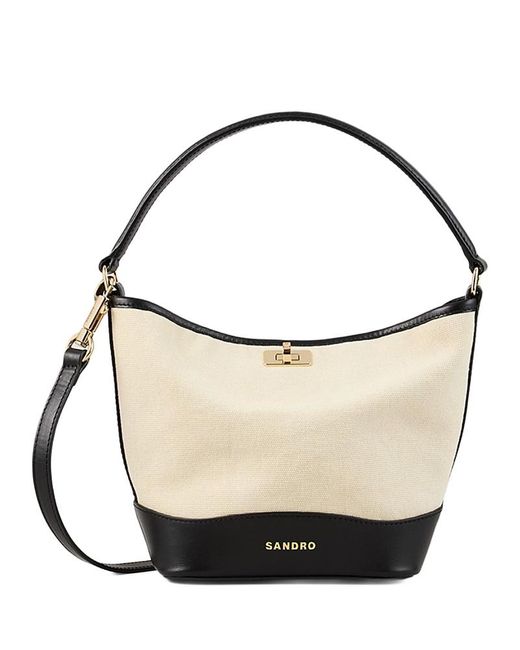 Sandro Small Canvas Bucket Bag in Black | Lyst