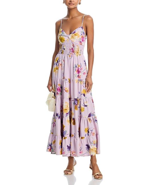Aqua Floral Twist Front Maxi Dress in Red | Lyst