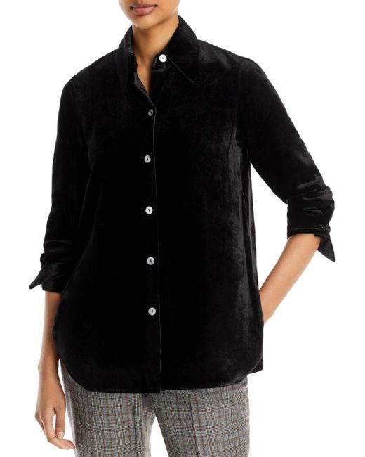 Vince Velvet Button Down Blouse in Black | Lyst Vince Velvet Button Down Blouse in Black | Lyst