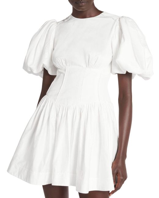 Aje Gianna Cotton Puff Sleeve Mini Dress In Ivory White Lyst