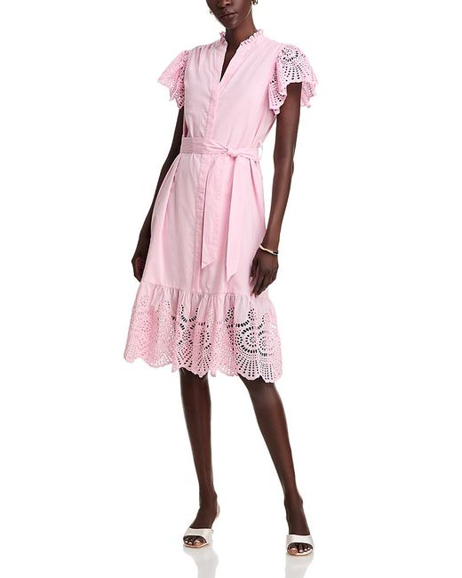 Koko + Mason Eyelet Trim Dress in Pink | Lyst