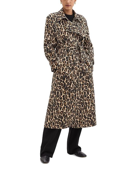 Theory Leopard Print Wool Trench Coat in Natural | Lyst