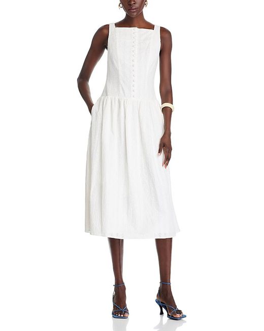 Wayf Eve Eyelet Midi Dress in White | Lyst