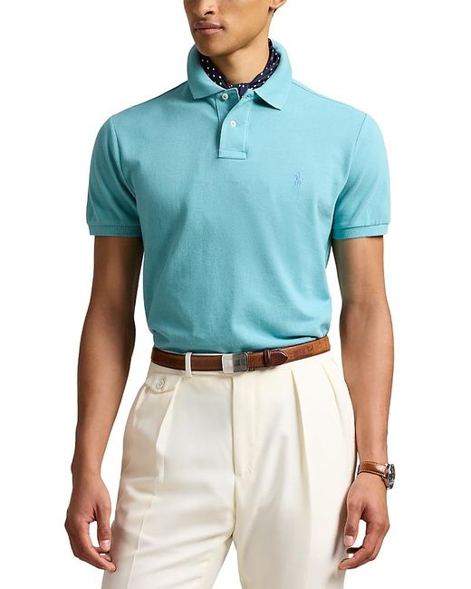 Polo Ralph Lauren Custom Slim Fit Mesh Polo Shirt in Blue for Men | Lyst