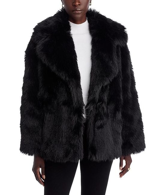Michael Kors Michael Faux Fur Pea Coat in Black | Lyst UK