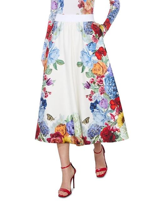 Alice + Olivia Earla High Rise Flare Skirt in White | Lyst