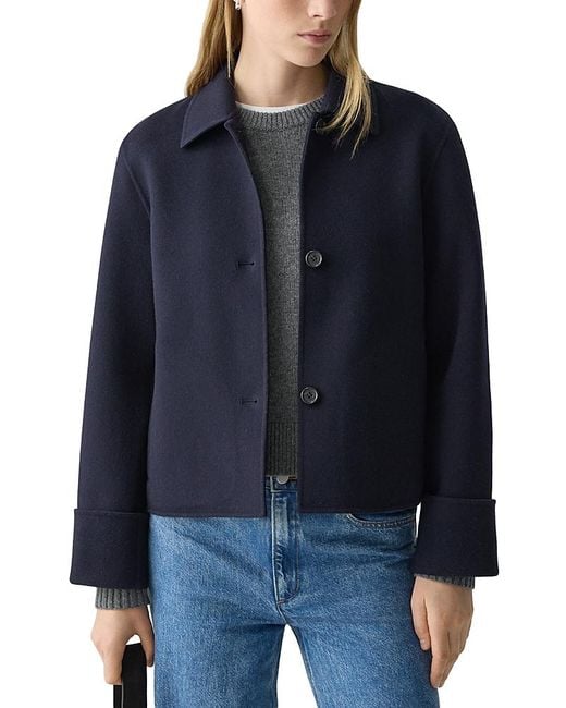 Theory Wool & Cashmere Boxy Cuffed Jacket in Blue | Lyst UK
