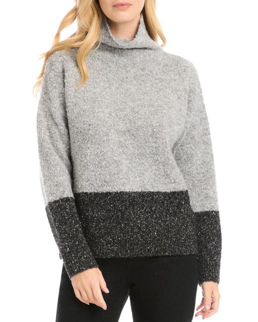 Karen Kane Color Blocked Mock Neck Sweater in Gray | Lyst Karen Kane Color Blocked Mock Neck Sweater in Gray | Lyst