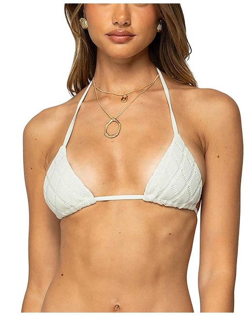 Edikted Crochet Triangle Bikini Top in Brown | Lyst