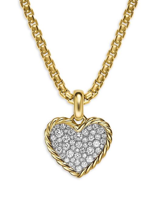 David Yurman Pave Heart Amulet in Metallic | Lyst