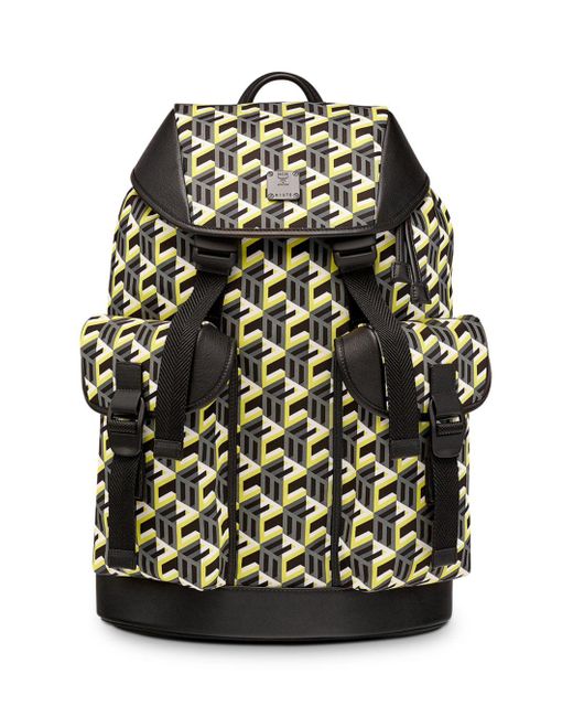 MCM Leather Cubic Monogram Medium Backpack in Yellow for Men - Lyst