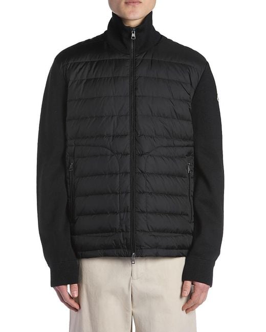 Moncler Zip Front Quilted Jacket in Black for Men | Lyst