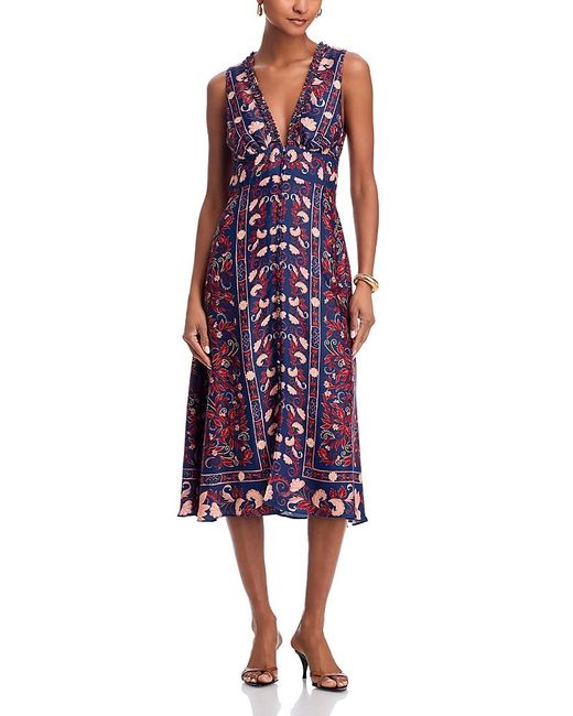 FARM Rio Boho Floral Scarf Midi Dress in Purple | Lyst UK