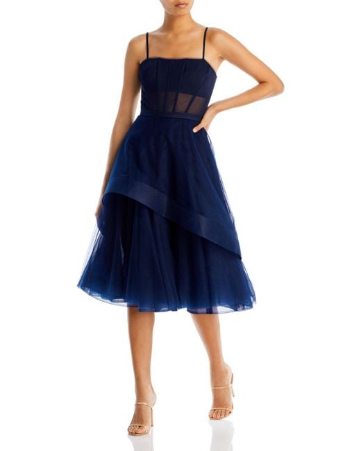 Bcbgmaxazria Corset Tiered Evening Dress In Blue Lyst