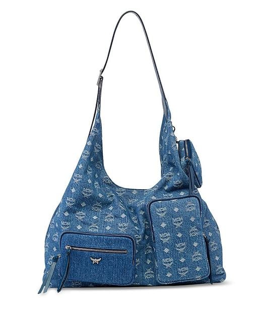 MCM Aren Extra Large Shopper Tote in Blue | Lyst