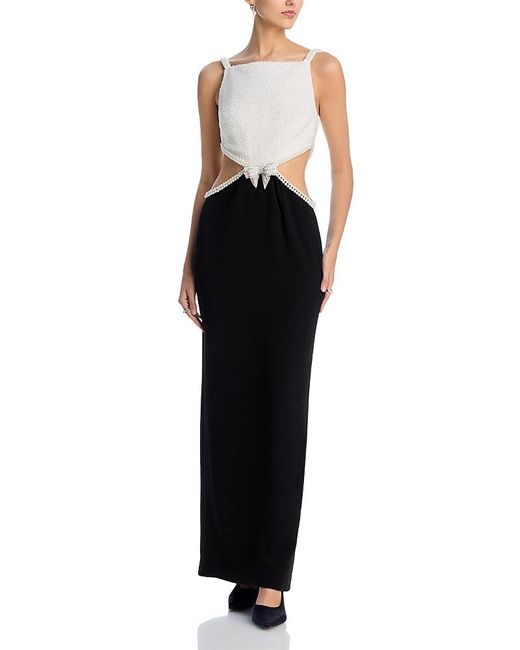 Self-Portrait Crepe Embellished Cutout Gown in Black | Lyst