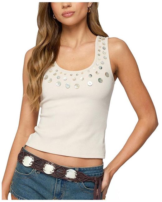 Edikted Beach Babe Scoop Tank Top in White | Lyst