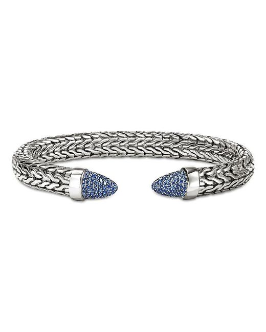John Hardy Sterling & Sapphire Spear 50 Flex Cuff Bracelet in White ...