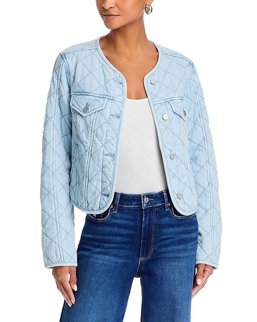PAIGE Jayla Cropped Diamond Quilted Jacket in Blue | Lyst