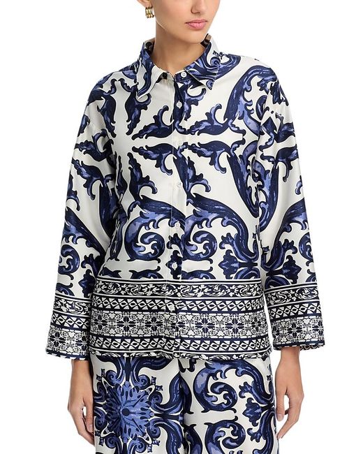 Gracia Damask Print Pajama Shirt in Blue | Lyst