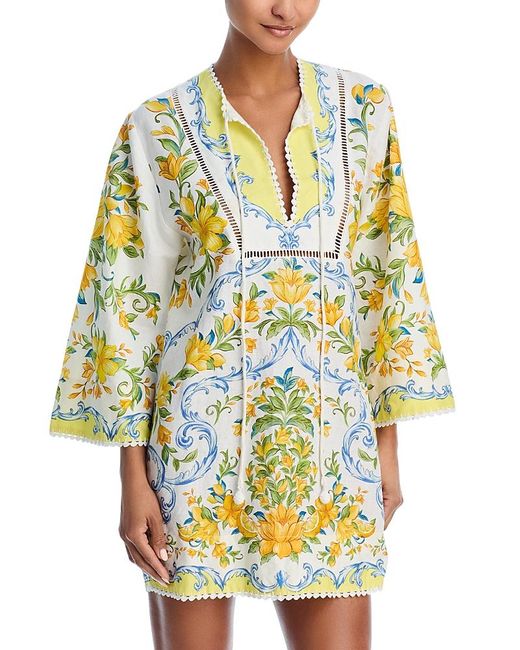 FARM Rio Sicily Mini Dress Swim Cover-Up in Yellow | Lyst