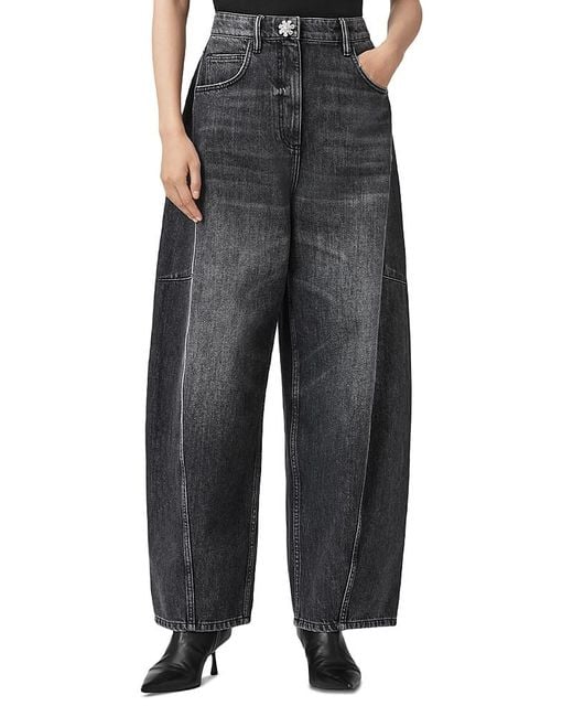 AllSaints Carter High Rise Barrel Leg Jeans in Black | Lyst UK