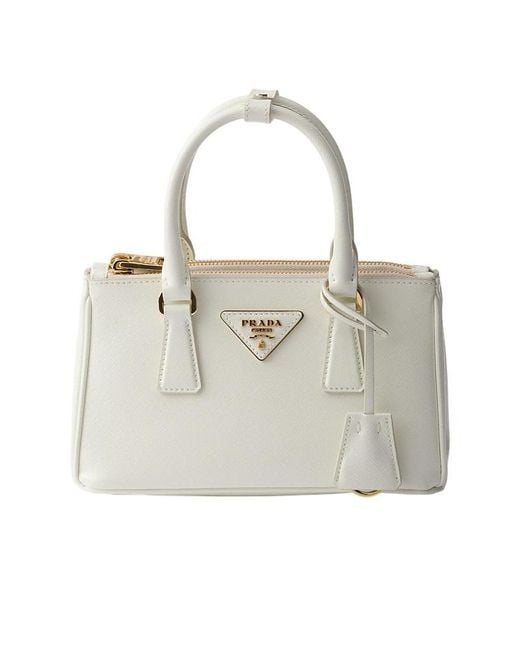Prada Galleria Patent Saffiano Leather Mini-Bag in White | Lyst