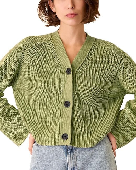 Whistles Nala Cotton Cardigan in Green | Lyst UK