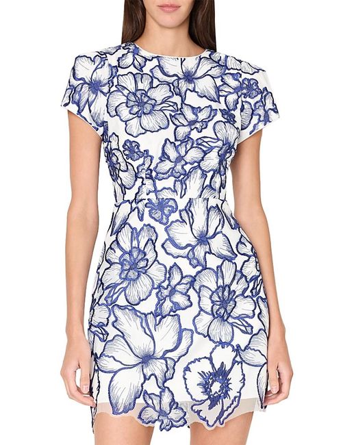 MILLY Kyla Floral Embroidered Dress in Blue | Lyst