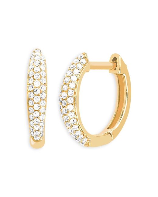 EF Collection 14K Diamond Dome Mini Huggie Earrings in Metallic | Lyst