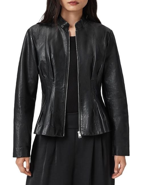 AllSaints Clo Leather Jacket in Black | Lyst UK
